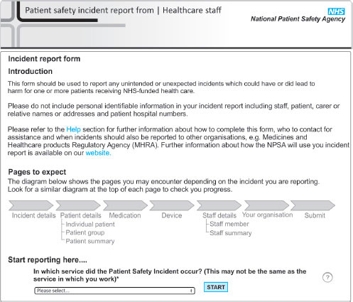 Incident Report Form Nhs